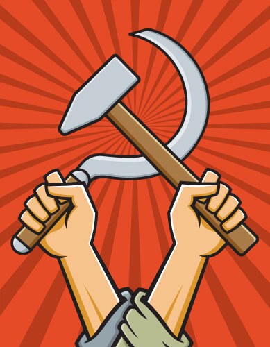 Modern sickle and hammer symbol background Vector Image