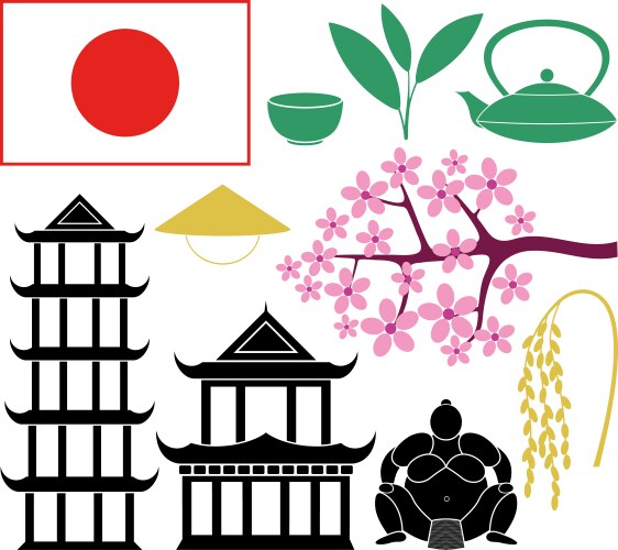 Symbols of japanese culture Royalty Free Vector Image