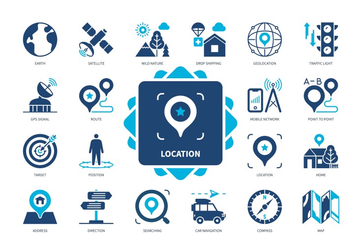 Location icons military style Royalty Free Vector Image