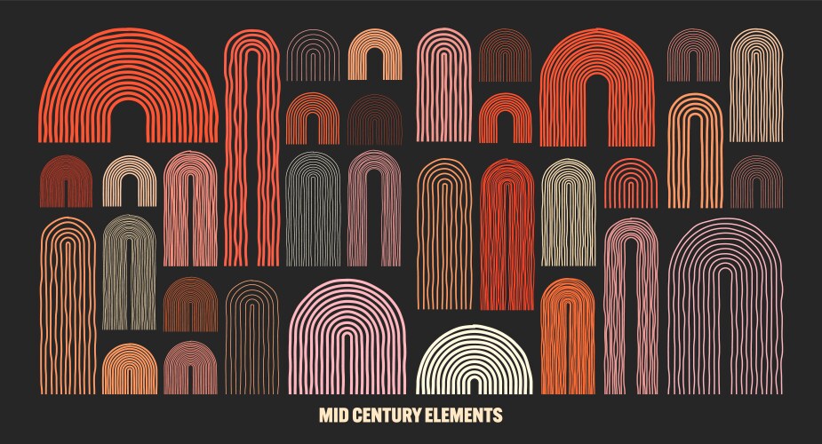 Mid century arch elements modern geometric shapes Vector Image