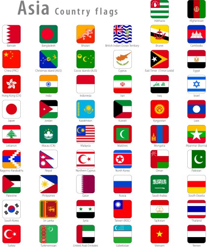Flags of asia set Royalty Free Vector Image - VectorStock