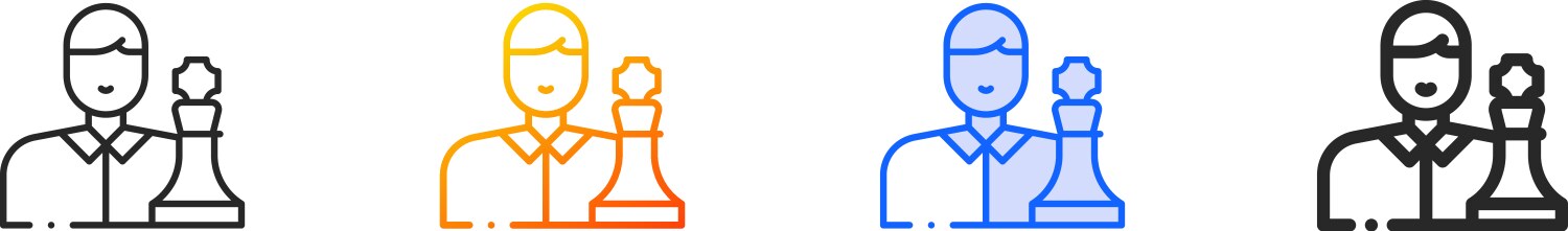 Chess piece iconthin linear gradient blue stroke Vector Image