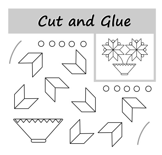 Diy worksheet color cut and glue on the paper Vector Image