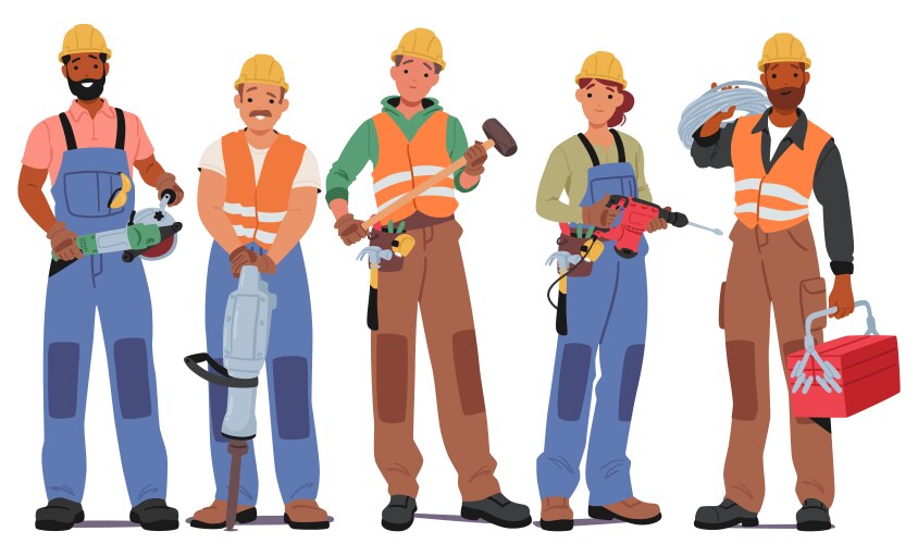 Construction workers team male and female Vector Image