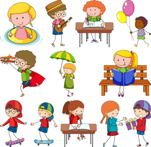 Kids cartoon set Royalty Free Vector Image - VectorStock