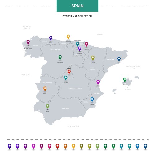 Spain higt detailed map with subdivisions Vector Image