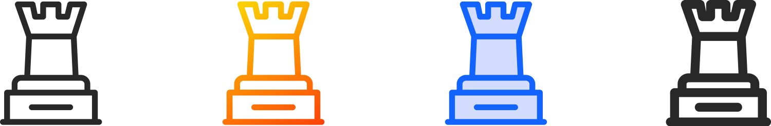 Chess iconthin linear gradient blue stroke Vector Image