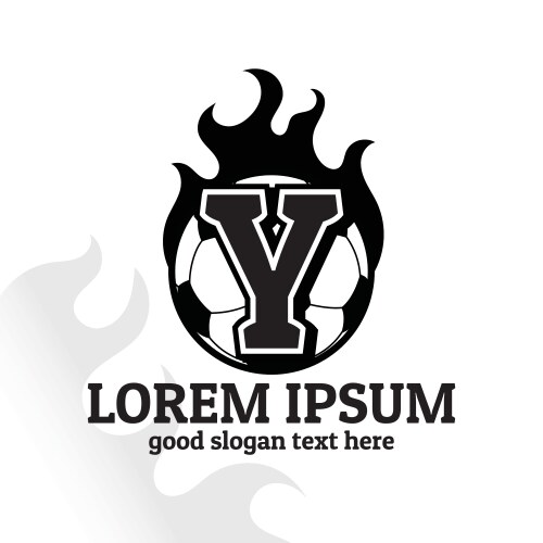 Football logo design with fire back silhouette Vector Image