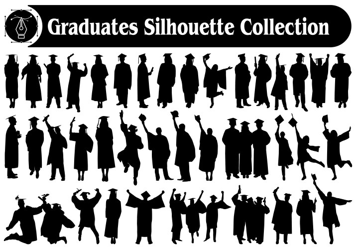 Graduation silhouette graduates celebrating svg Vector Image