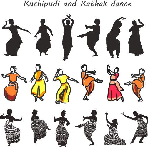 Indian Dancing Pose Silhouette Vector Free Download Colorful Dance