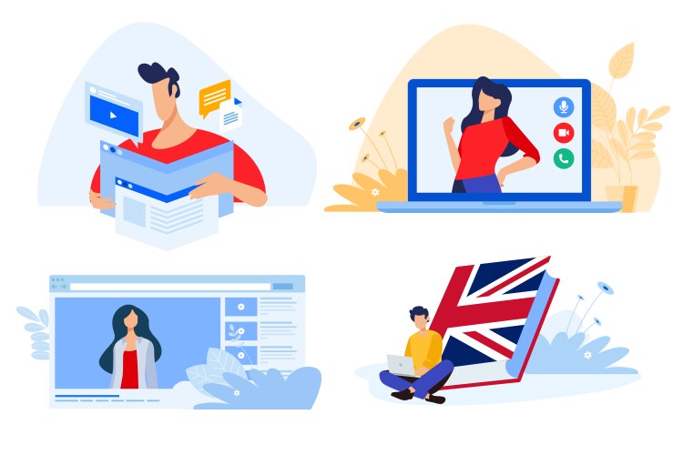 People at foreign international language courses Vector Image