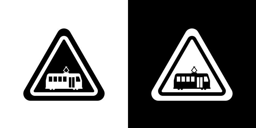 Tramway caution traffic sign city street cable Vector Image