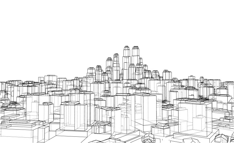 Wire-frame city blueprint style Royalty Free Vector Image