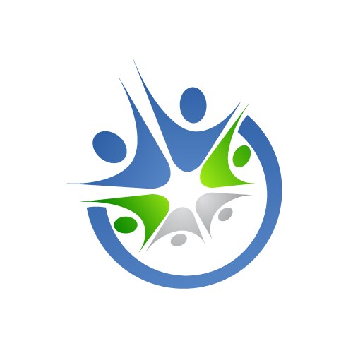 Abstract people logo with hand Royalty Free Vector Image
