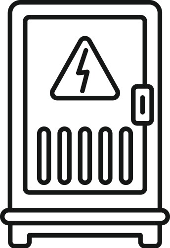 Grey electric fuse box with high voltage sign Vector Image