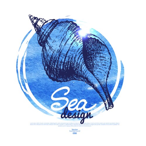 Seashell banner sea nautical design Royalty Free Vector