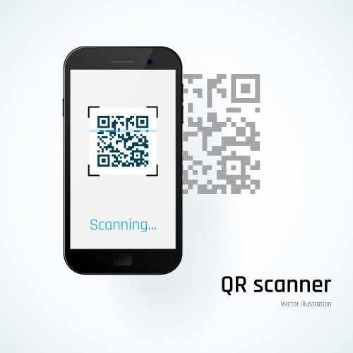 Qr code scan isometric concept mobile phone Vector Image