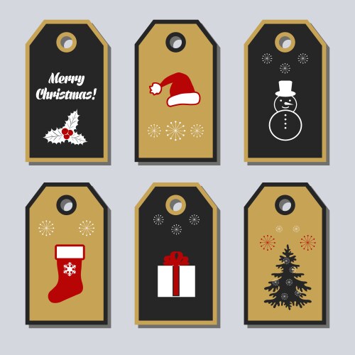 Colorful holiday winter gift tag template Vector Image
