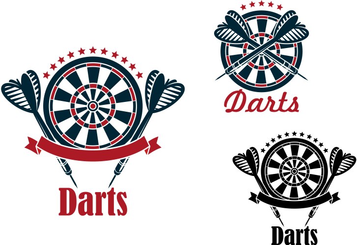 Darts emblems with arrows on shields Royalty Free Vector