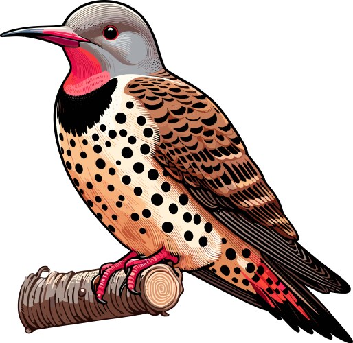 Northern flicker isolated on white background Vector Image