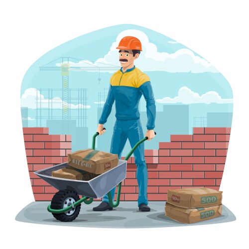 Worker with plaster cartoon Royalty Free Vector Image