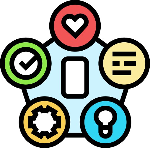 Affinity diagram ux ui design color icon Vector Image