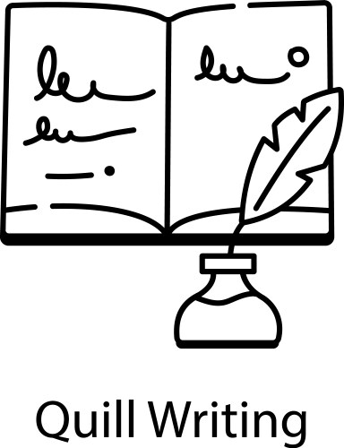 Linear icons depicting creative writing Royalty Free Vector