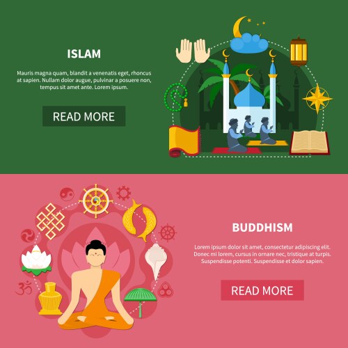 Religion flat icons set Royalty Free Vector Image