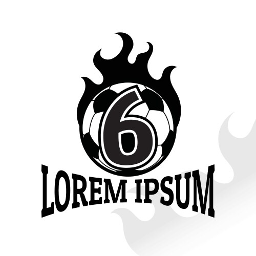 Football logo design with fire back silhouette Vector Image
