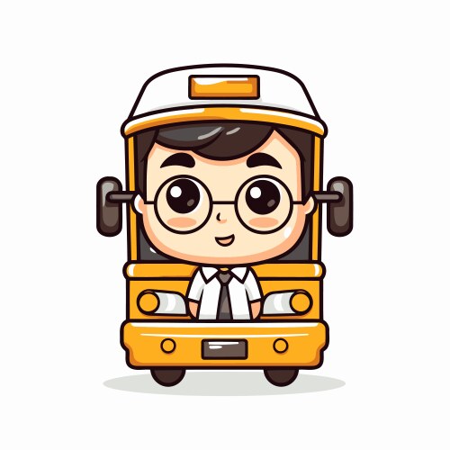 School bus driver cartoon character cute Vector Image