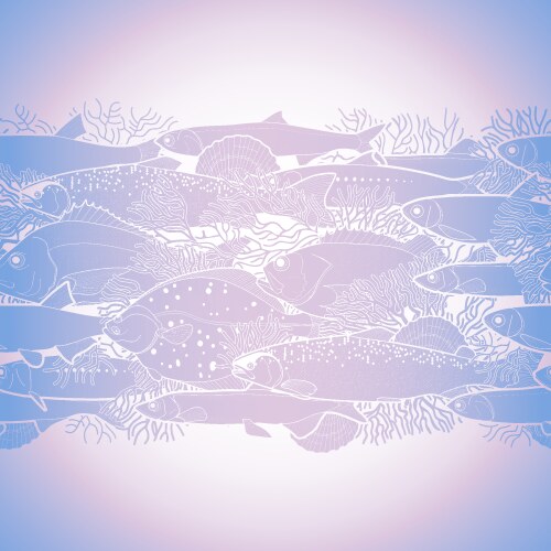 Graphic ocean fish border Royalty Free Vector Image