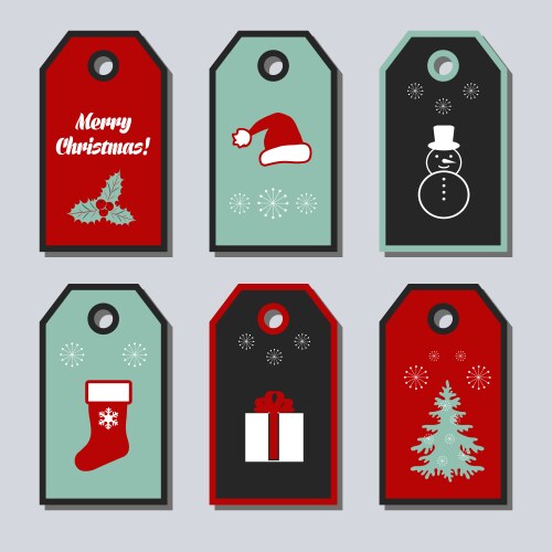 Colorful holiday winter gift tag template Vector Image