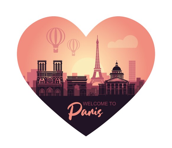 Stylized landscape paris with eiffel tower arc Vector Image