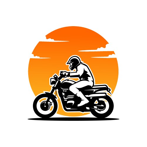 Biker riding adventure motorbike logo Royalty Free Vector