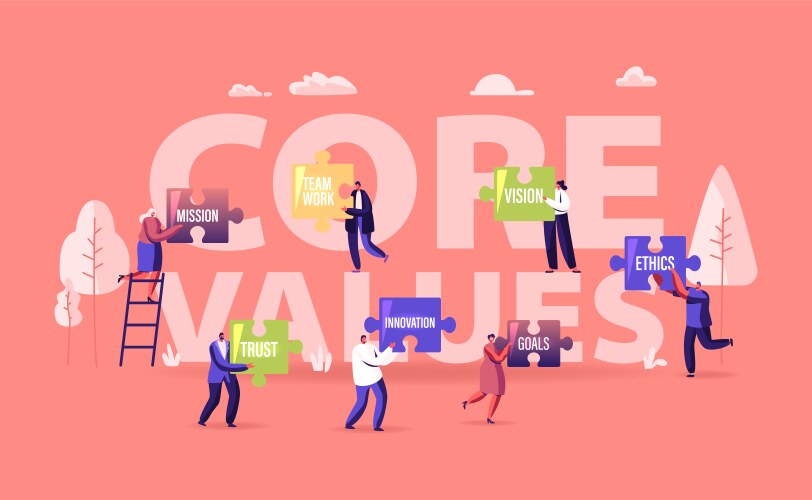 Core values concept with people man and woman Vector Image