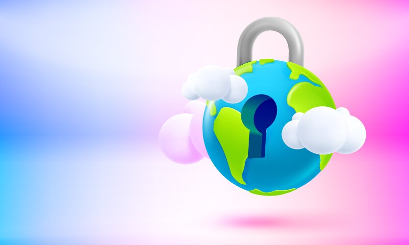 Earth with coat of arms world security concept 3d Vector Image