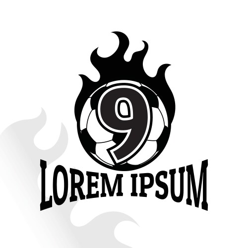 Football logo design with fire back silhouette Vector Image