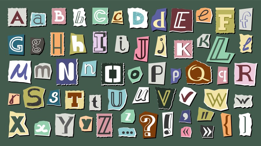 Colorful Cutout Letter Set Royalty Free Vector Image