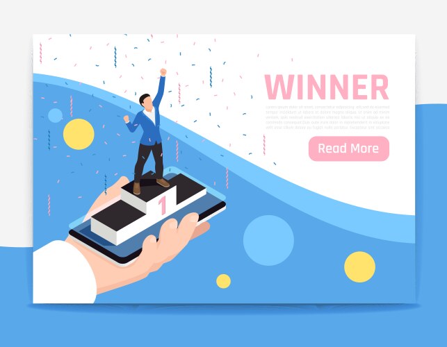 Isometric winner banner Royalty Free Vector Image