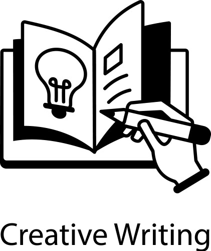 Linear icons depicting creative writing Royalty Free Vector