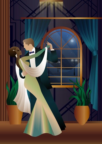 Man and woman dancing window Royalty Free Vector Image