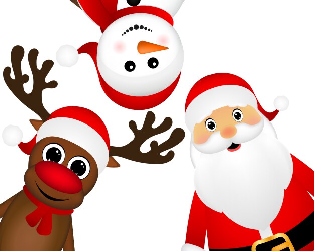 Santa calus his wife mrs claus and two reindeer Vector Image