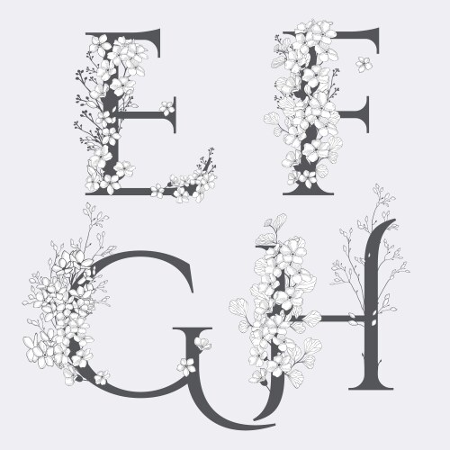 Hand drawn floral r monogram and logo Royalty Free Vector