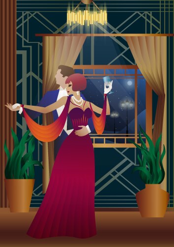 Man and woman dancing window Royalty Free Vector Image