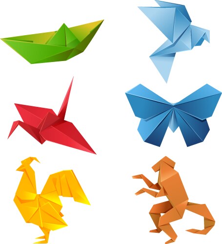 Origami animals colorful art paper image Vector Image