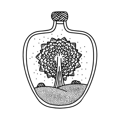 Tree inside the bottle hand-drawn Royalty Free Vector Image
