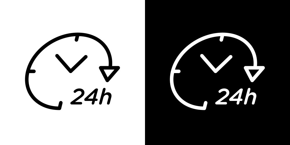 Twenty four hours icon set clock service support Vector Image