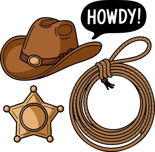 Cowboy stickers set clipart calculations Vector Image
