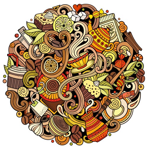 Cartoon doodles coffee house Royalty Free Vector Image