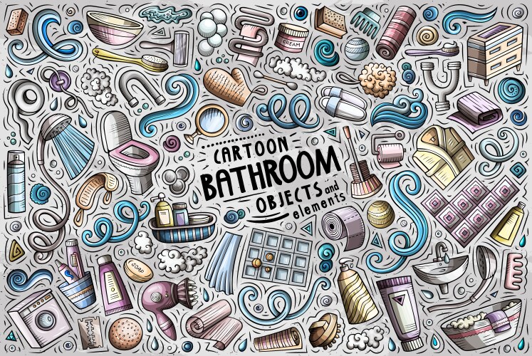 Cartoon set of bathroom objects and symbols Vector Image